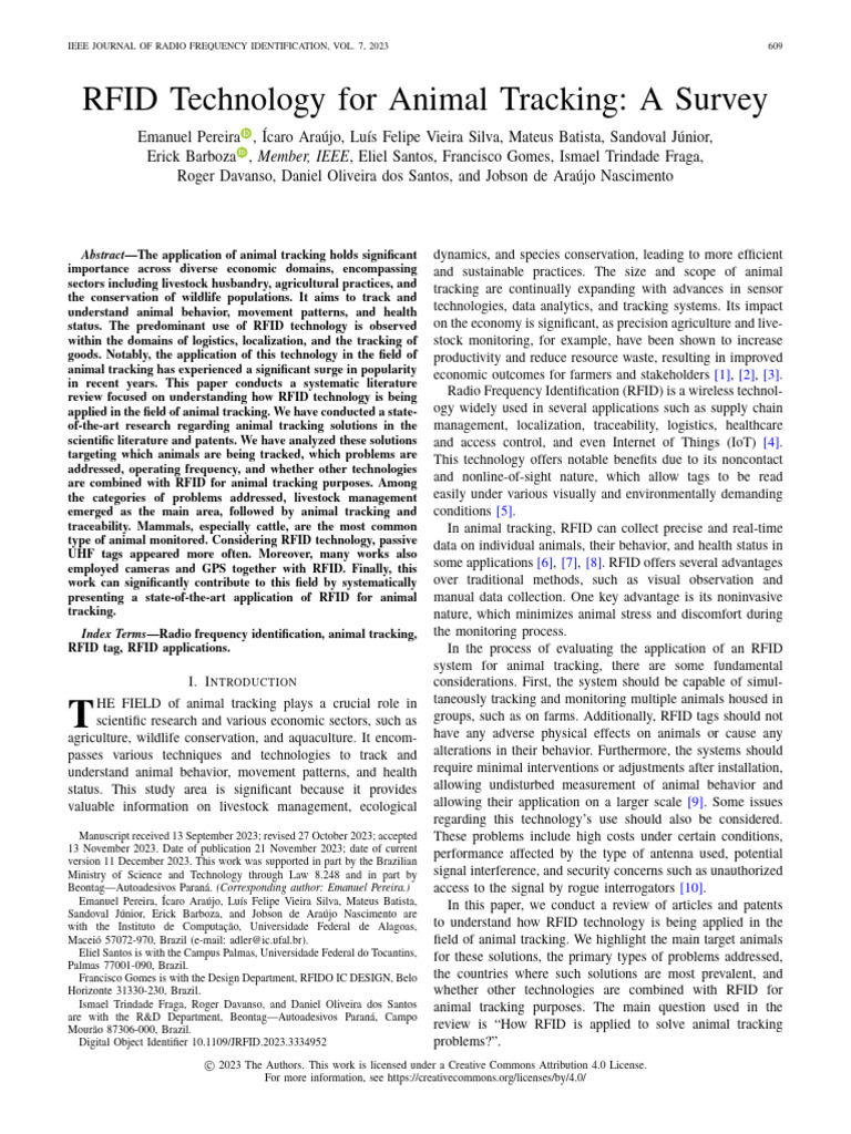 RFID Applications in Animal Tracking | PDF | Radio Frequency Identification