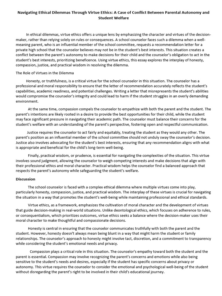 Navigating Ethical Dilemmas Through Virtue Ethics | PDF | Virtue Ethics ...