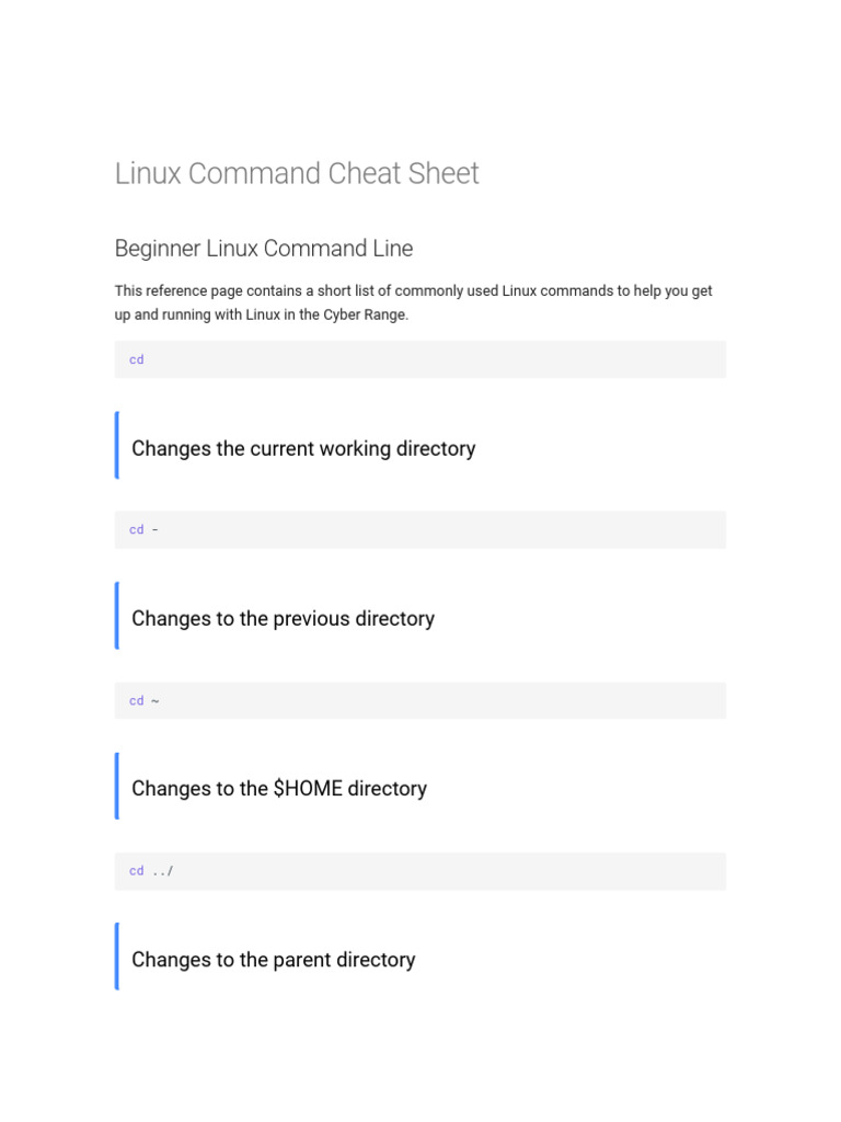 Linux Command Cheat Sheet | PDF | Directory (Computing) | Computer File