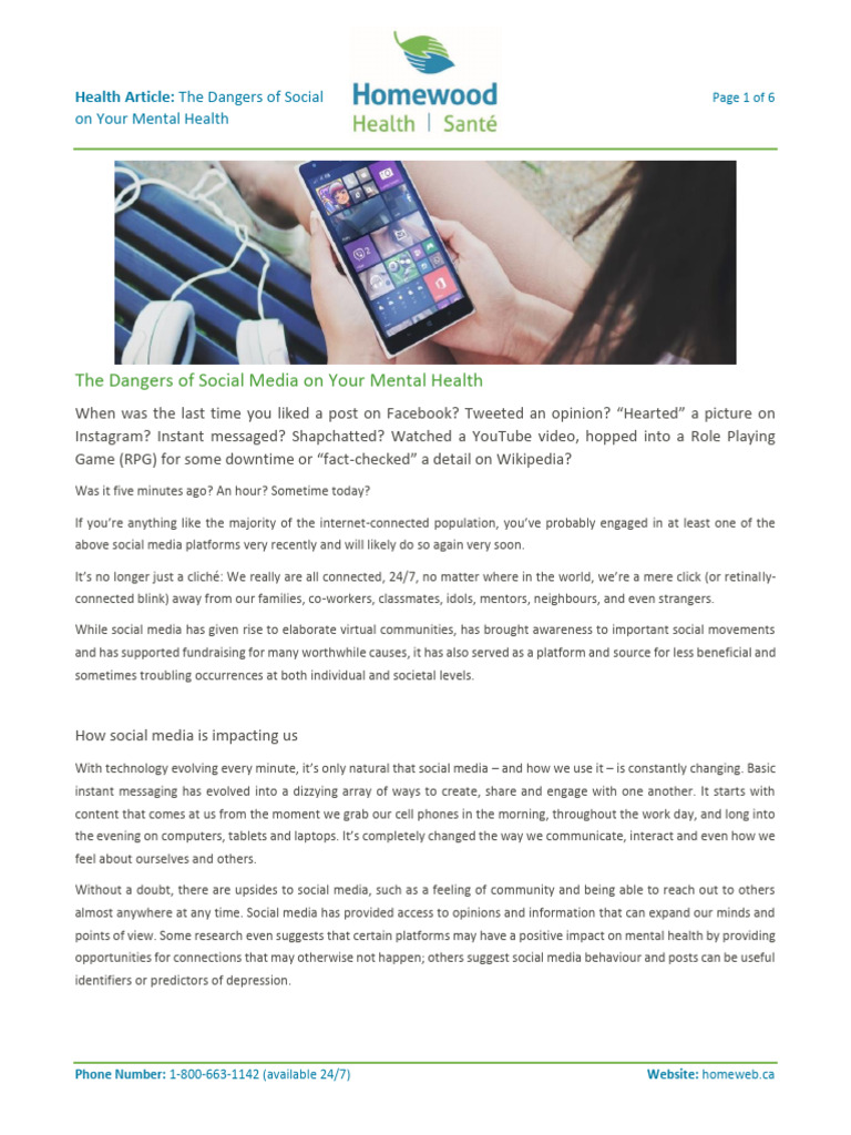6 Dangers of Social Media | PDF | Social Media | Popular Culture ...