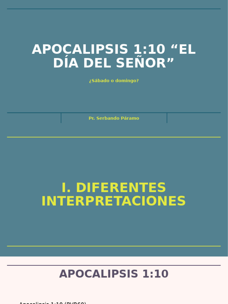 Apoc 1 10 El Día Del Señor | PDF | Juan el apóstol | Biblia