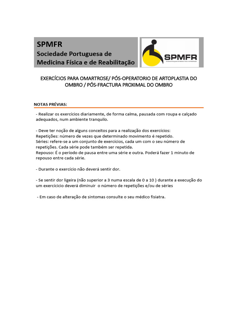 Exercícios Pós-Operatório de Ombro | PDF