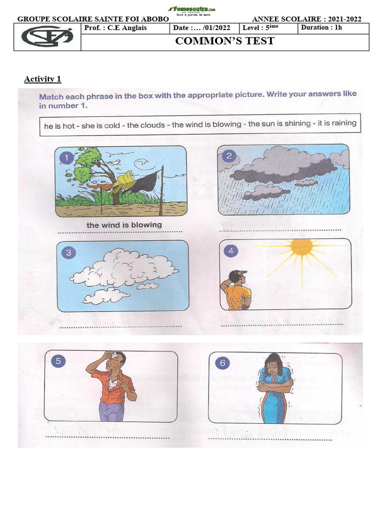 Devoir Anglais 5ème | PDF