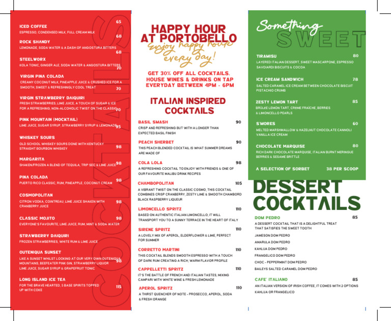 Cocktail Dessert Menu | PDF | Cocktails | Drink