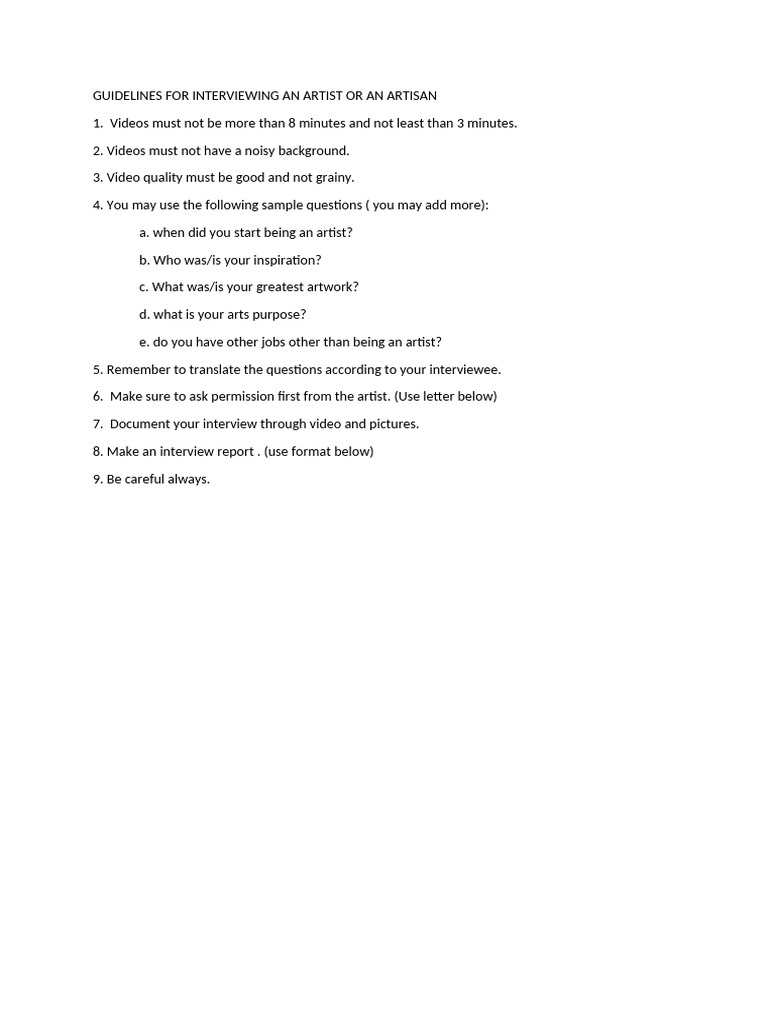 Artist Interview Guidelines and Tips | PDF