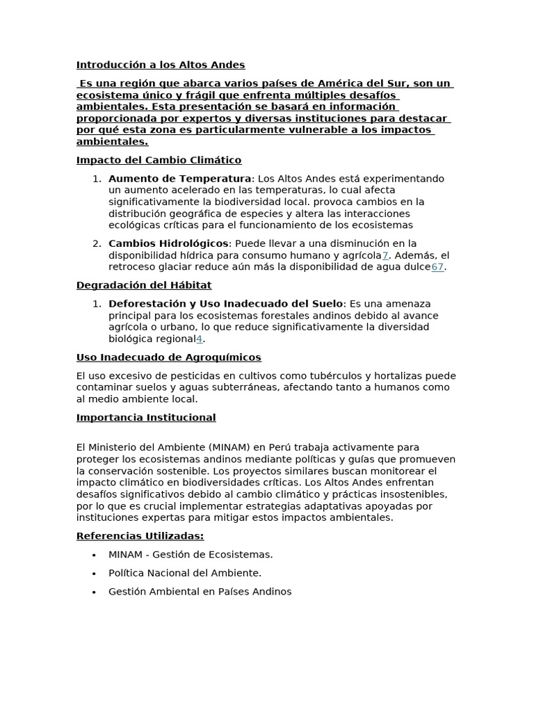 Impactos Ambientales en los Altos Andes | PDF | Entorno natural | Pesticida