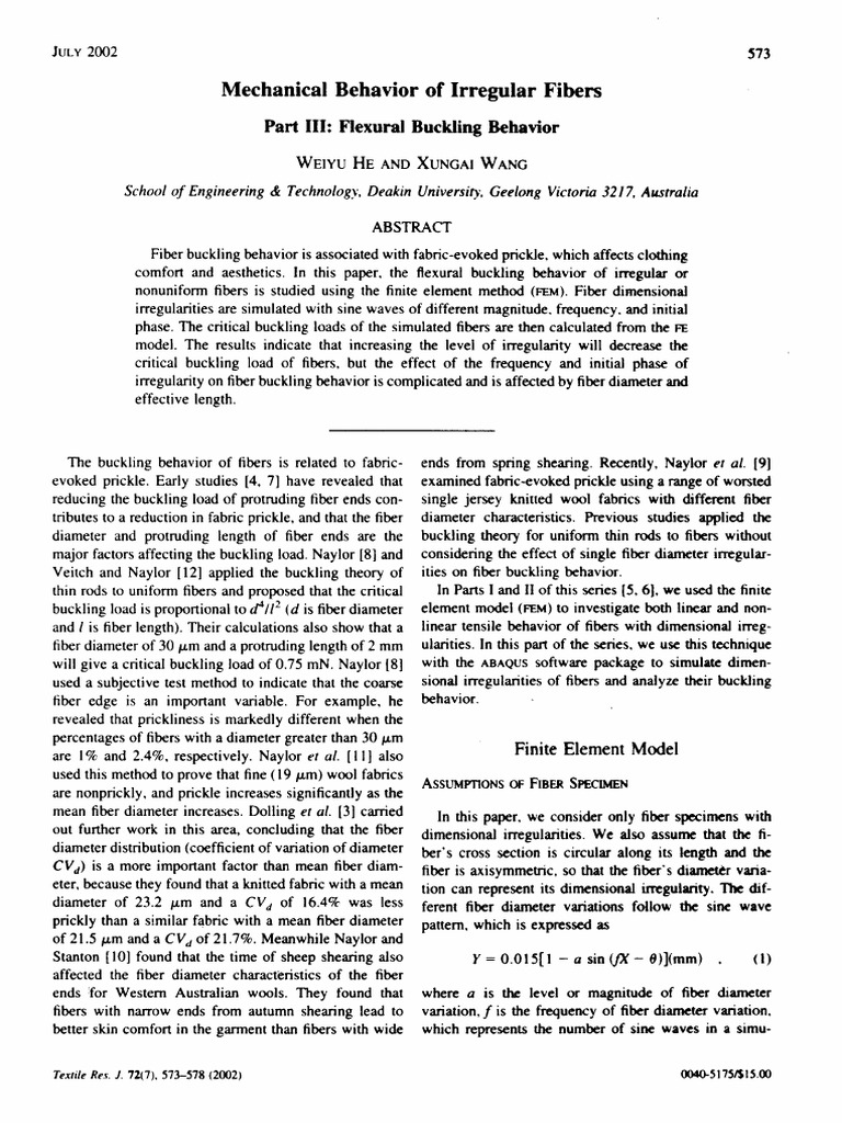 Fiber Buckling in Textiles | PDF | Buckling | Physical Sciences
