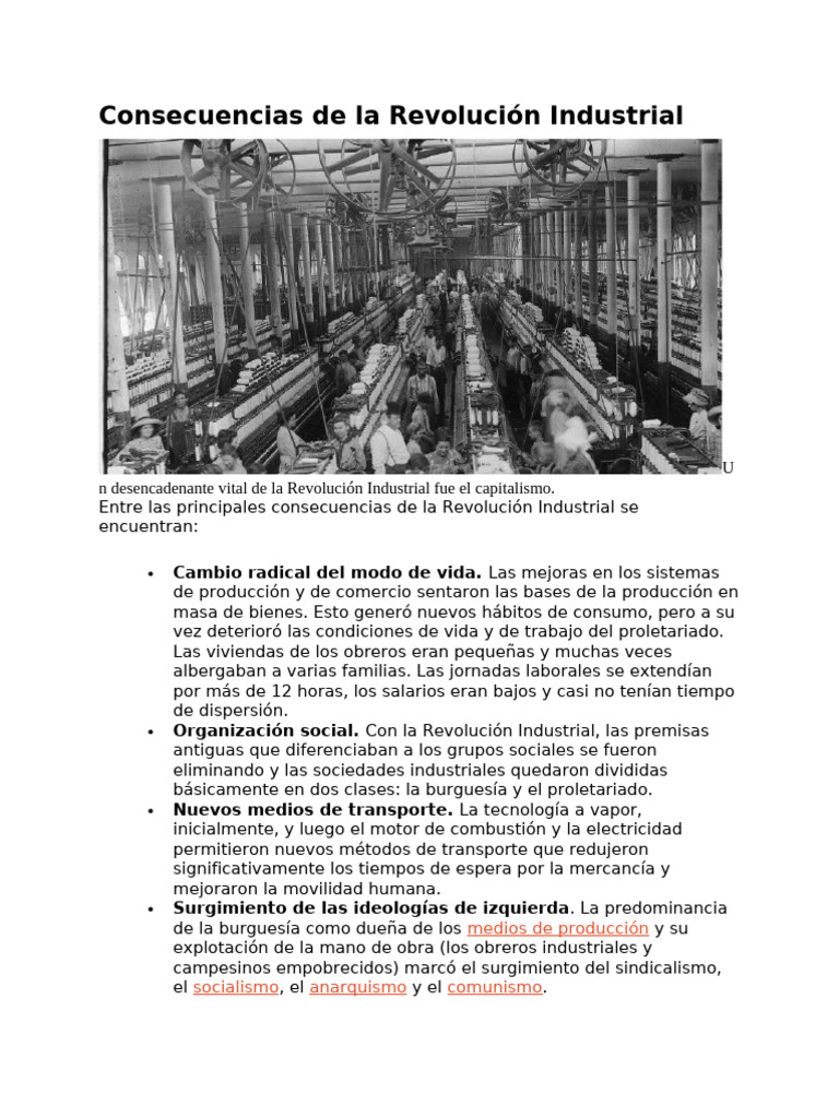 Consecuencias de la Revolucion Industrial | PDF