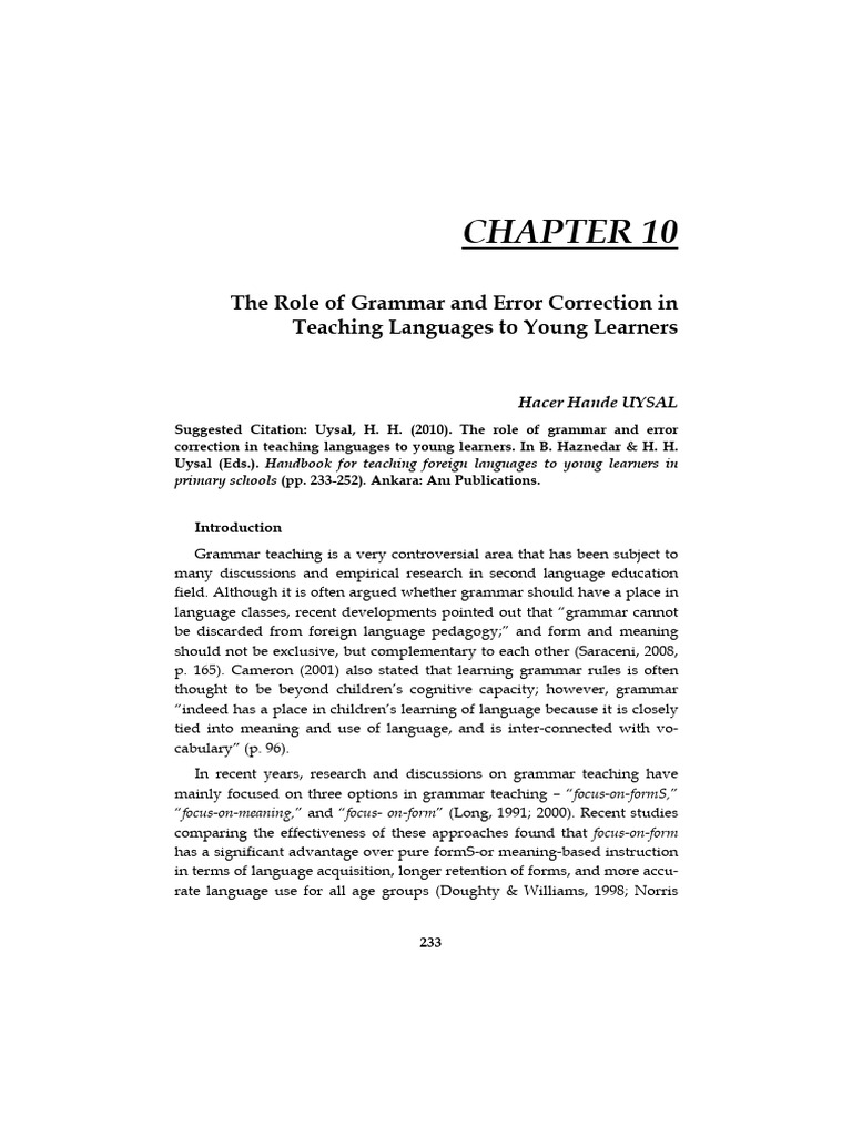 The Role of Grammar and Error Correction | PDF | Second Language | Second Language Acquisition