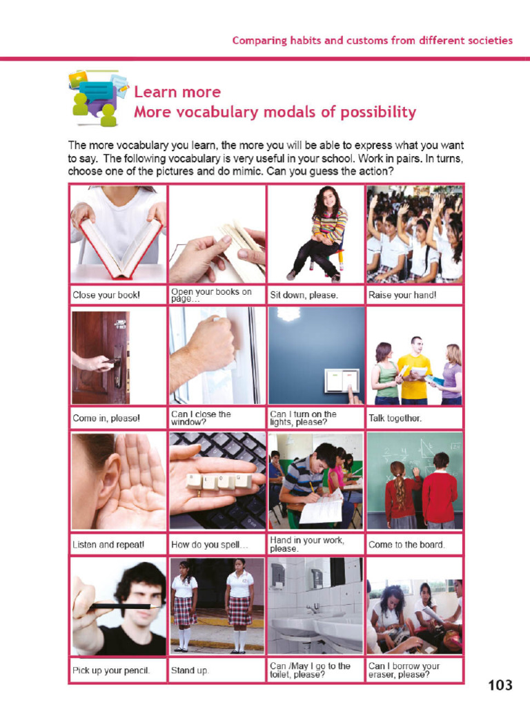 Simple Present Vocabulary for the Classroom | PDF