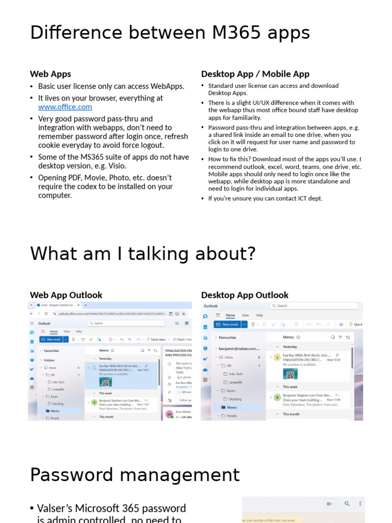Difference between M365 apps | PDF