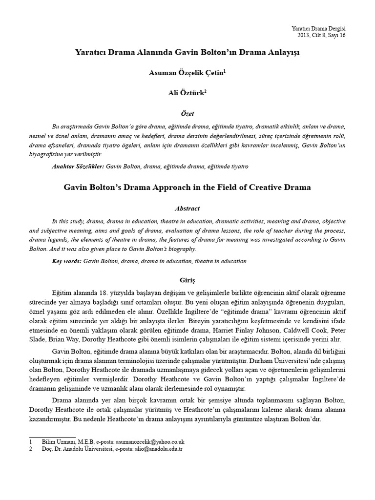 Yarat C Drama Alan Nda Gavin Bolton N Drama Anlay (#383446) - 410591 | PDF