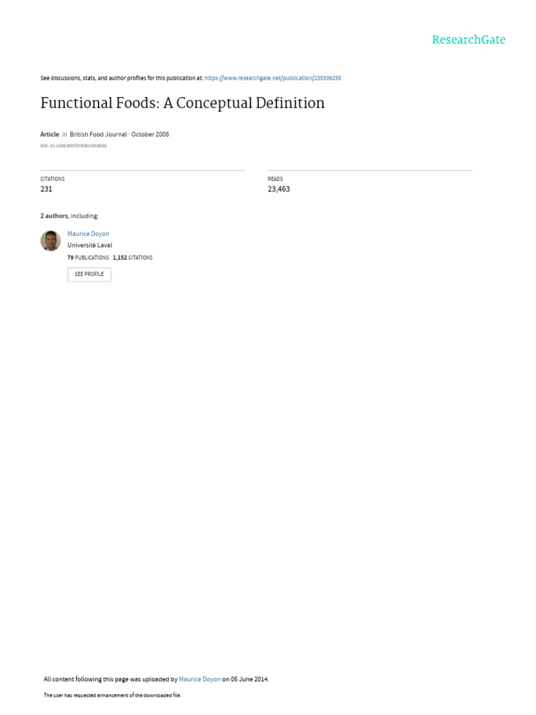 Functional Foods A Conceptual Definition | PDF | Omega 3 Fatty Acid | Foods