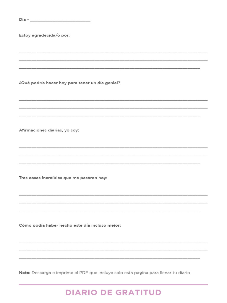 Hojas para Imprimir - Diario de Gratitud | PDF