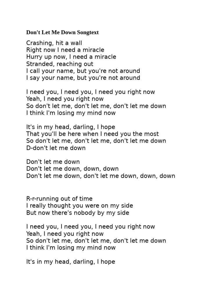 Don't Let Me Down Songtext | PDF