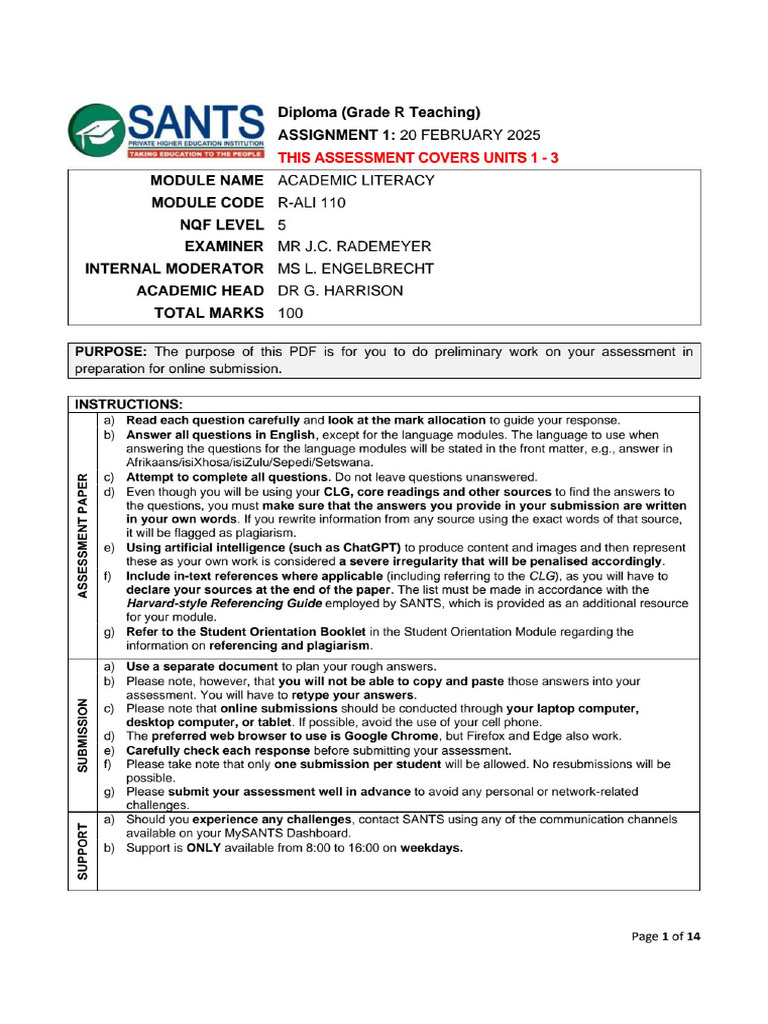 R-ALI 110 Assignment 1 (Question Paper) (1) - 250127 - 150216 | PDF