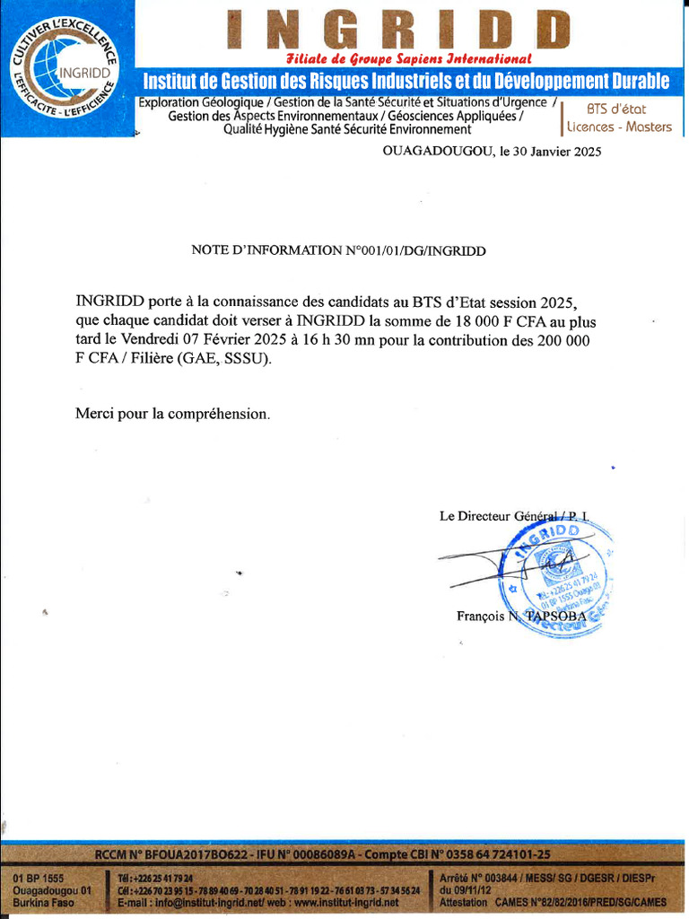 Note D'information BTS 2025 | PDF