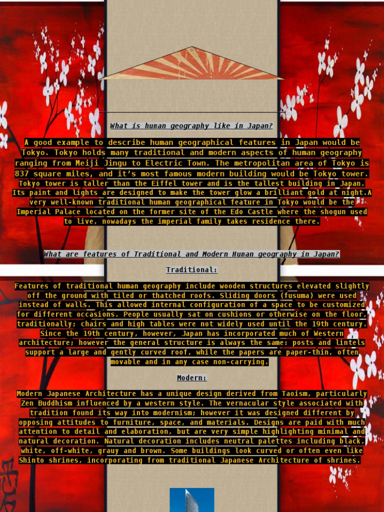 Main Aspects of Japan Human Geography Part 1 | PDF