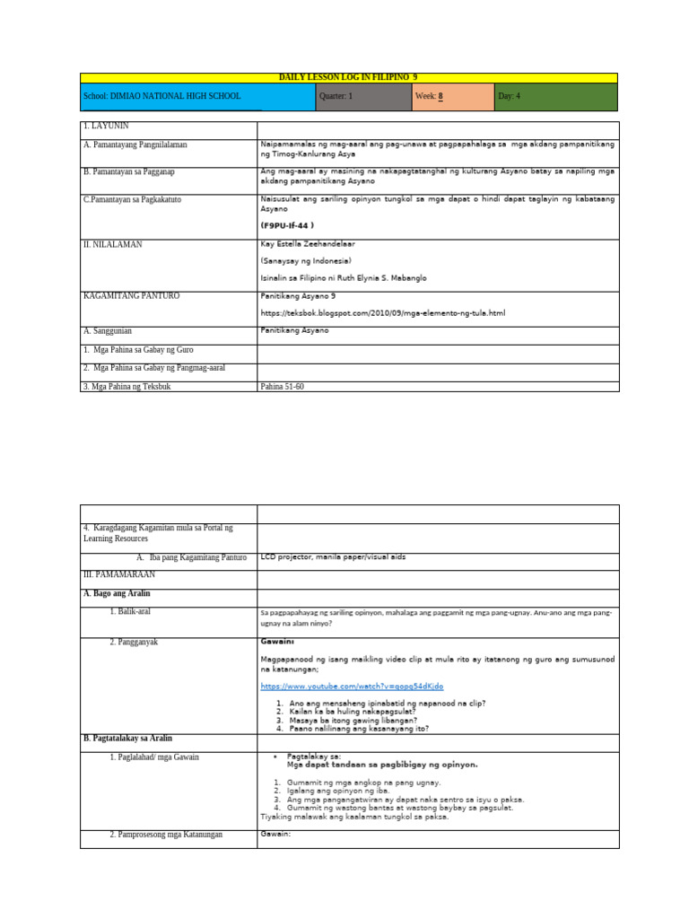 DLL FIL 9 Q1 WK 8 DAY 4 | PDF