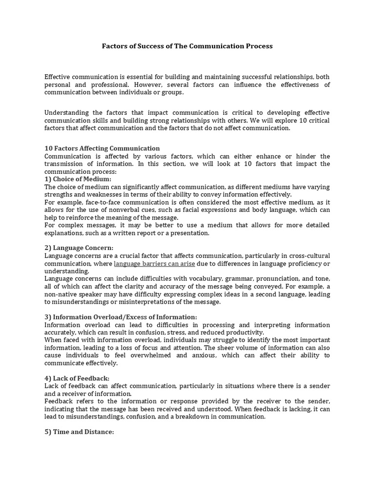 10 Key Factors Influencing Communication | PDF | Communication ...
