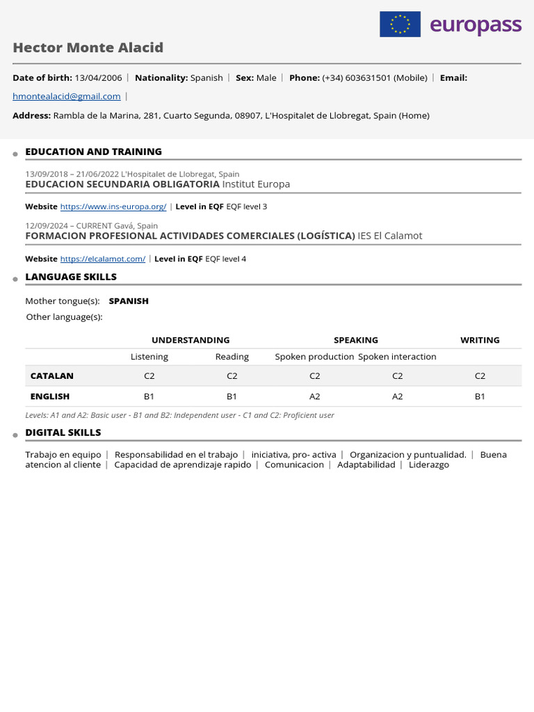CV - HÃ© Ctor Monte Alacid | PDF