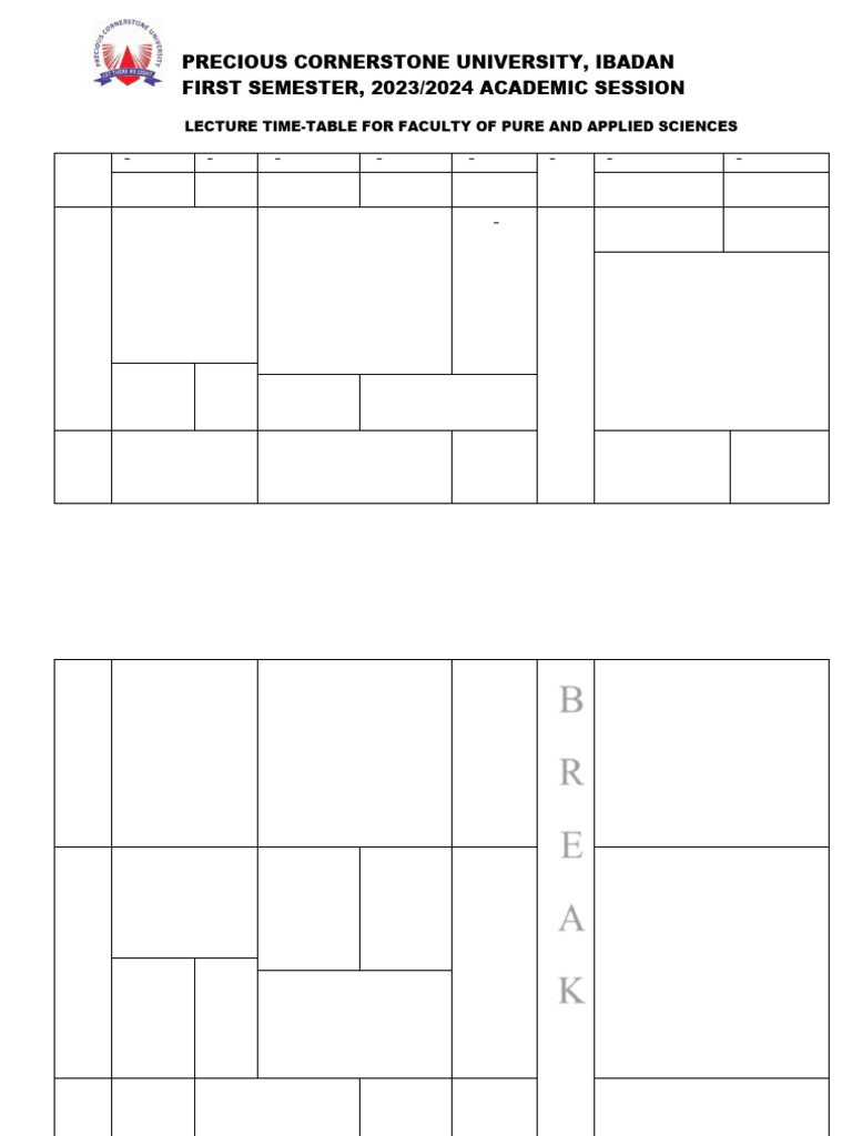 2023-2024 Session - FPAS - 1st Semester Lecture Time Table | PDF