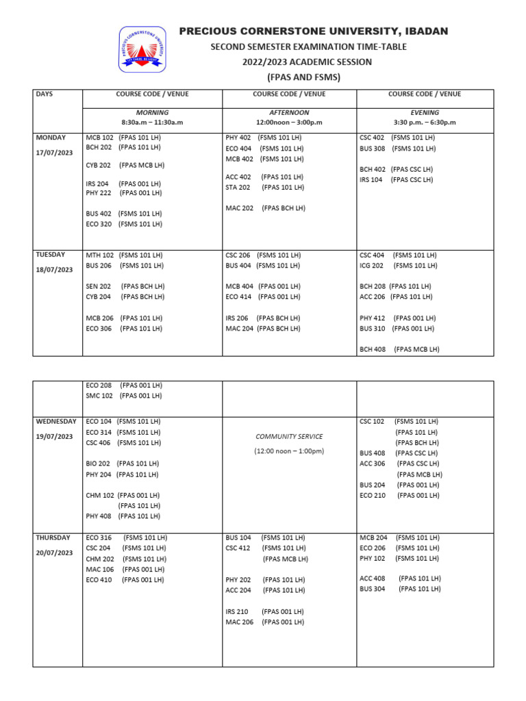 #2nd - Semester 2022-23 Exam Timetable - STDT | PDF | Schools ...