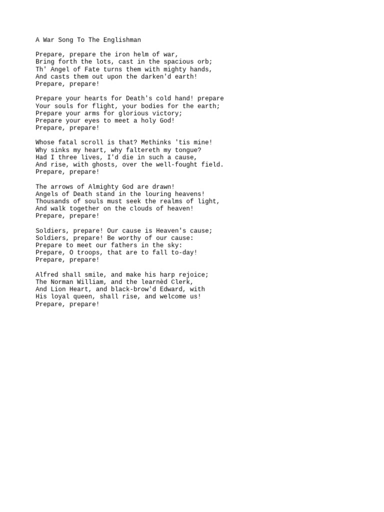 A War Song for English Soldiers | PDF