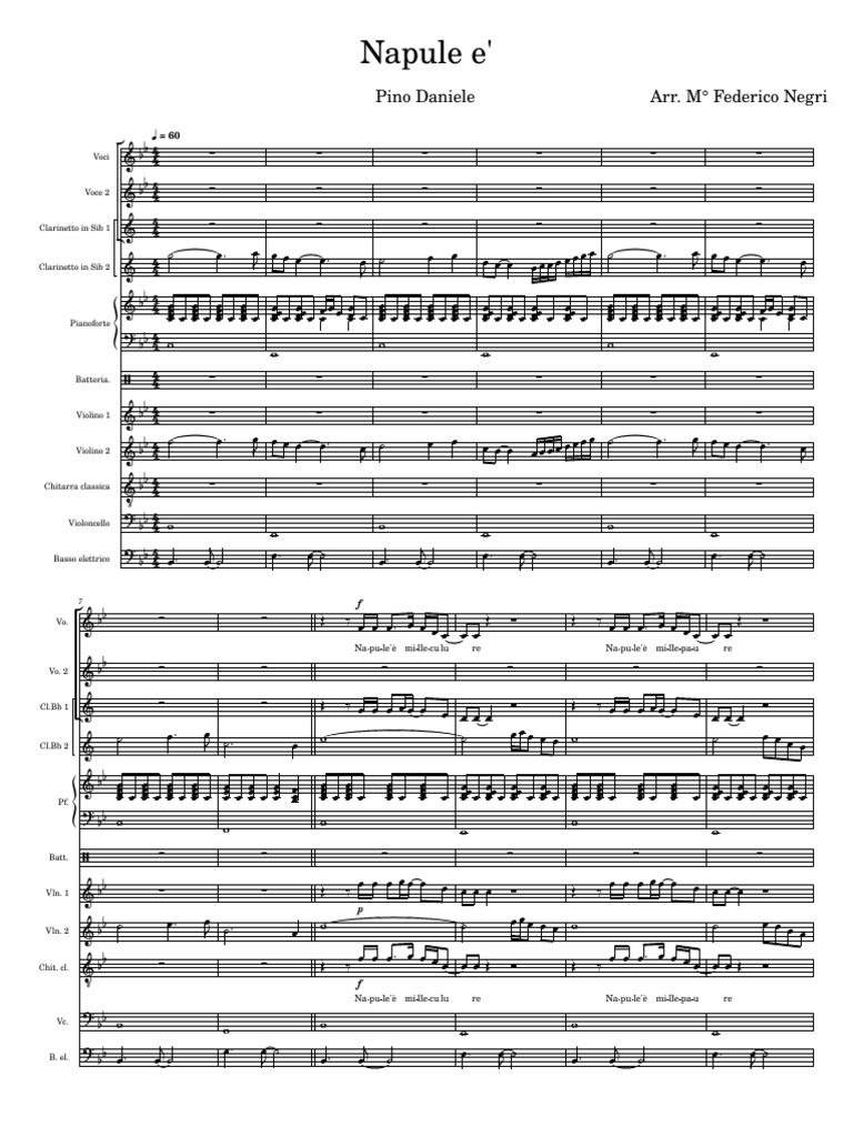 Napule e' Sheet Music Arrangement | PDF