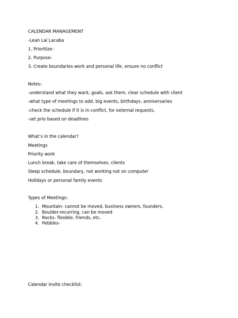 Effective Calendar Management Strategies | PDF