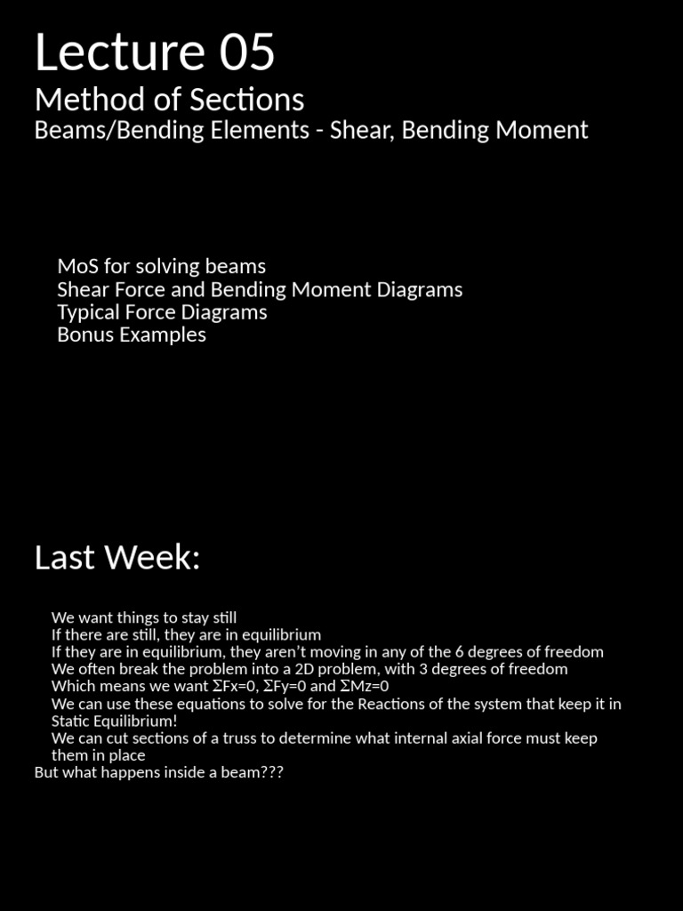 ARC281 Lecture 05 Method of Sections - Beams | PDF | Truss | Bending
