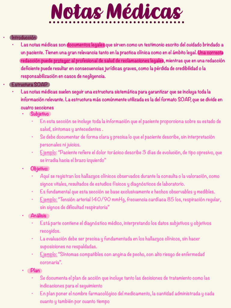 Estructura de Notas Médicas SOAP | PDF | Medicina CLINICA ...
