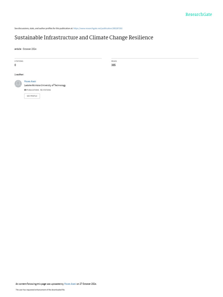 Sustainable Infrastructure and Climate Change Resi | PDF ...