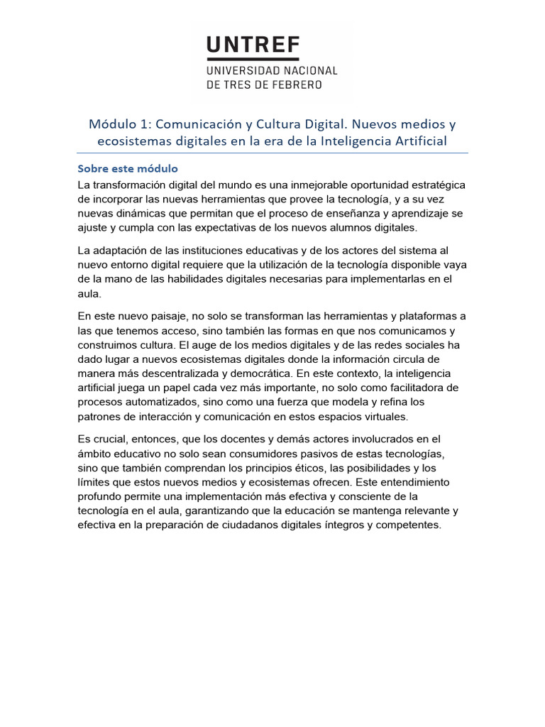Apunte de Catedra - Comunicacion y Cultura Digital - Modulo 1 - Unidad 1 | PDF | Enseñando | Netflix