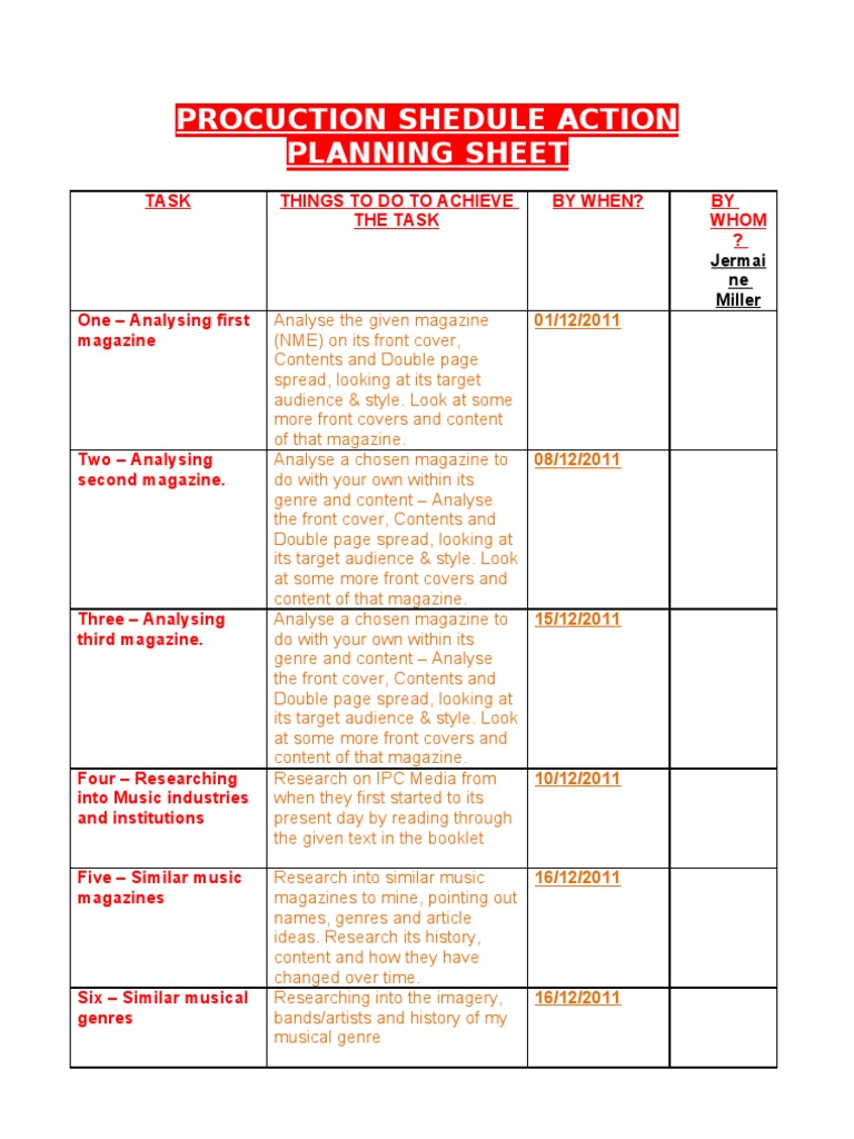 Action Planning Sheet | PDF