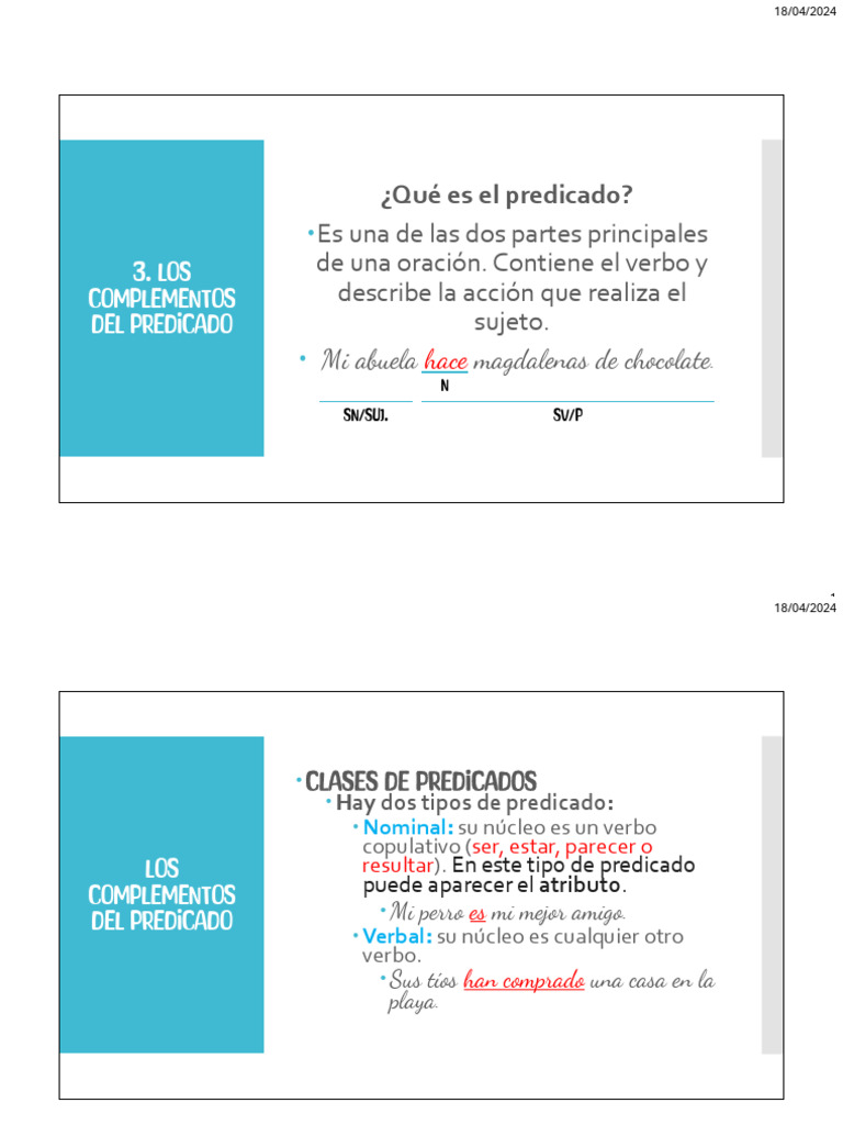 Complementos del Predicado | PDF