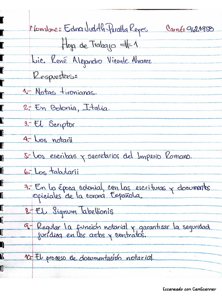 Hoja de Trabajo 1 Derecho Notarial I | PDF