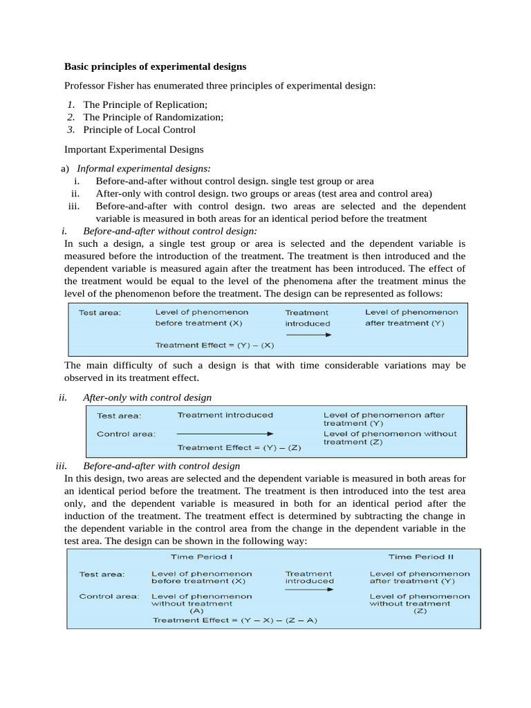 Basic Principles of Experimental Designs | PDF | Design Of Experiments | Analysis Of Variance