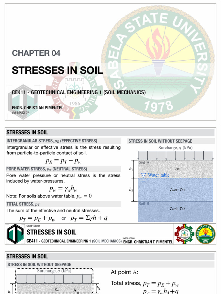 Chapter 04 - Stresses in Soil | PDF | Soil Mechanics | Geotechnical ...