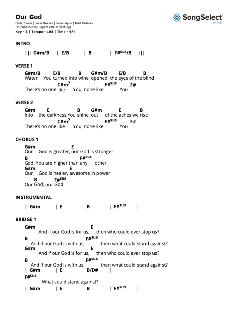 Our God-chords-B | PDF | Song Structure | Musical Forms