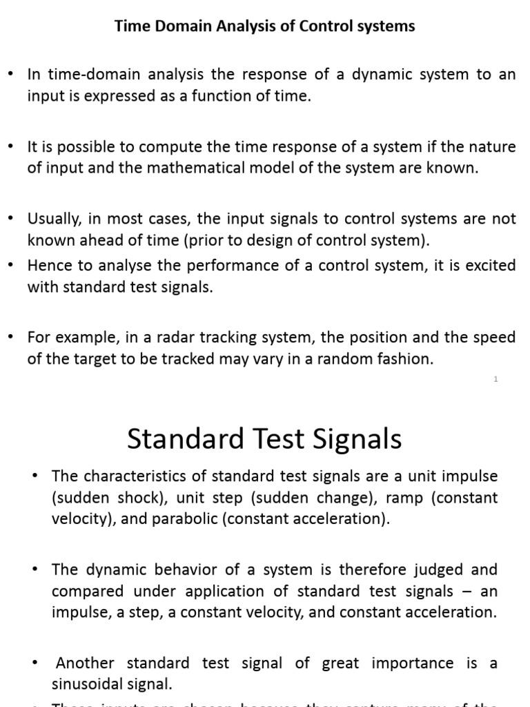 Time - Domain - Standared Test Signals | PDF | Steady State | System