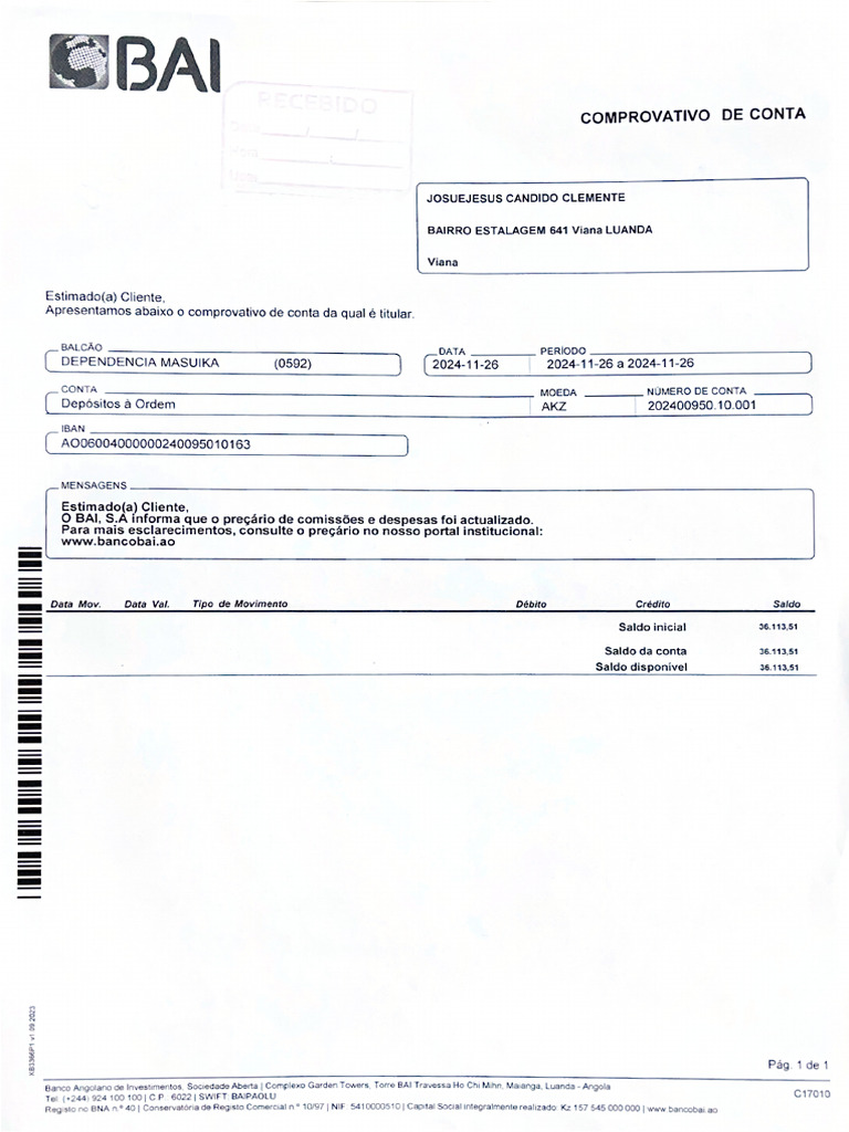 COMPROVATIVO DE CONTA | PDF