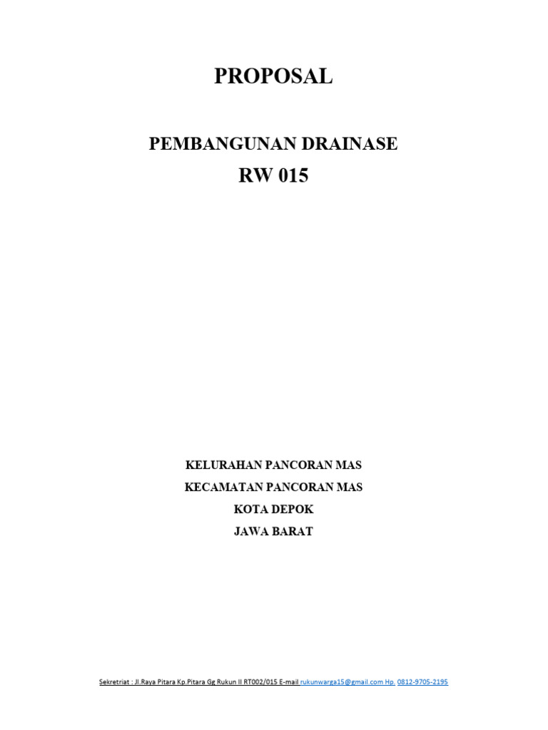Proposal Drainase RW 015 Depok | PDF