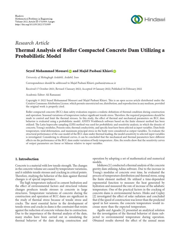 Thermal Analysis of Roller Compacted Concrete Dam Utilizing A ...