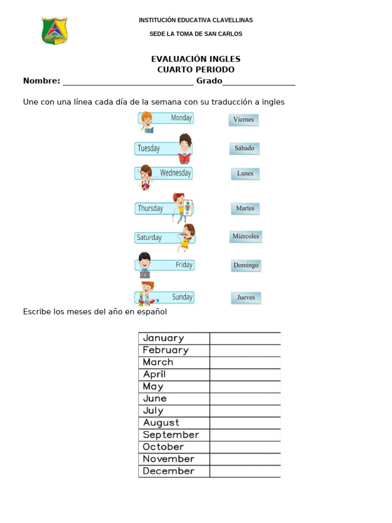 Evaluación Ingles | PDF