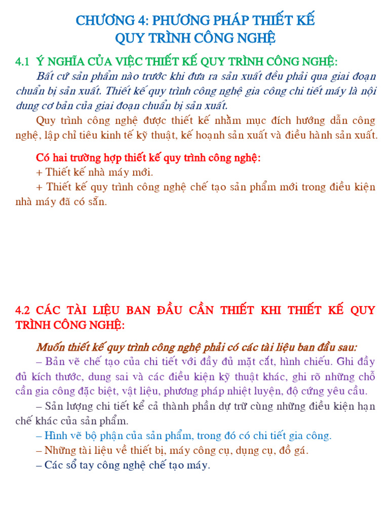 Chuong 4 - Phuong Phap Thiet Ke Qua Trinh Cong Nghe | PDF