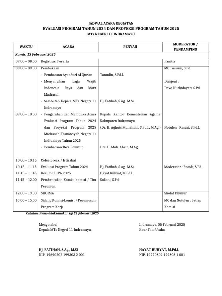 JADWAL ACARA RAKER | PDF