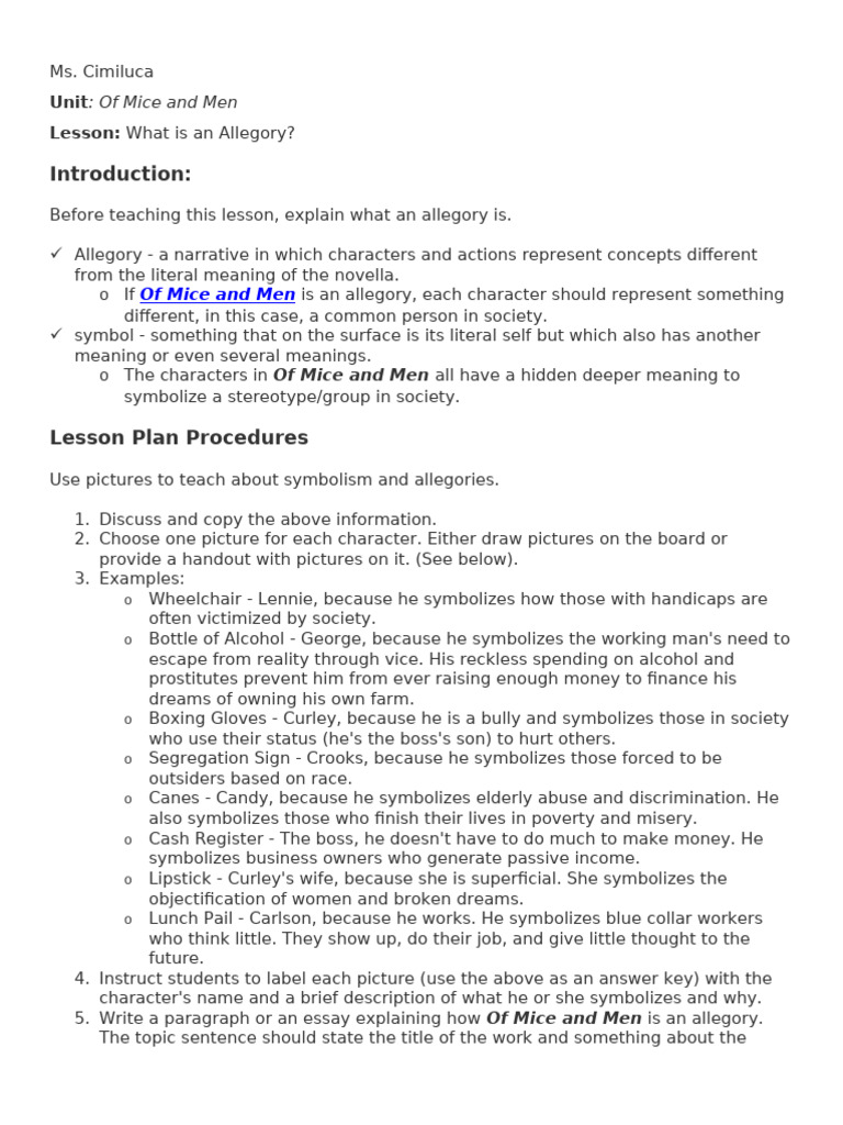 Allegory-Of Mice and Men 2 | PDF