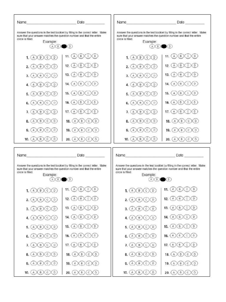 Answer Sheet 20 | PDF