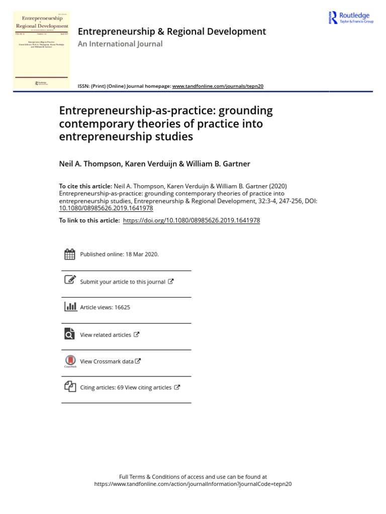 Entrepreneurship as Practice in Studies | PDF | Entrepreneurship | Theory